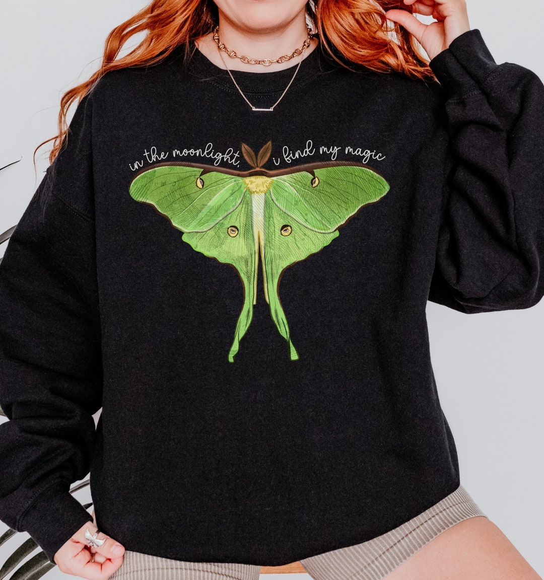 Luna Moth Sweatshirt, Moon Moth Crewneck, Witchy Aesthetic Clothing ...