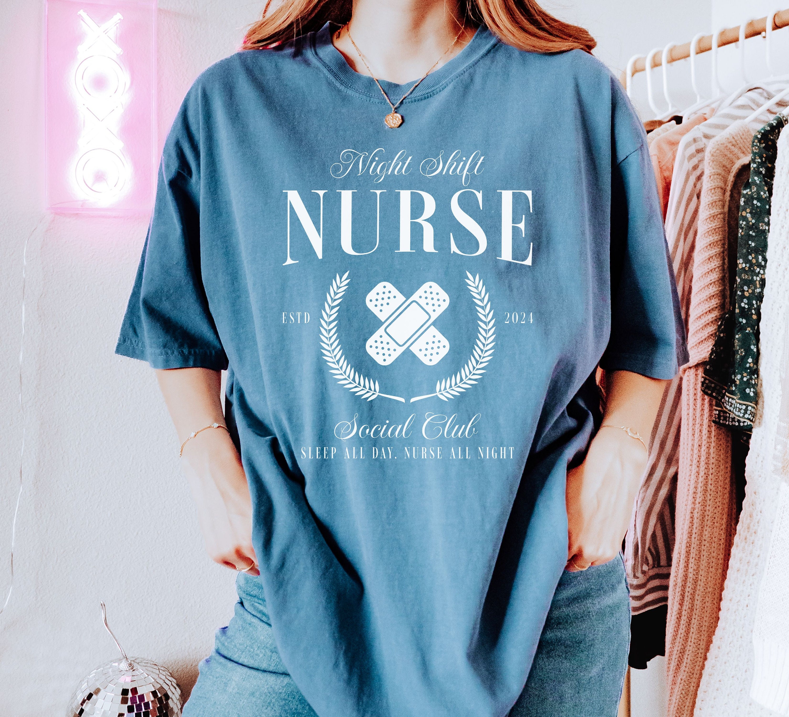 Custom Night Shift Nurse Shirt, Comfort Colors, Nurse Social Club ...
