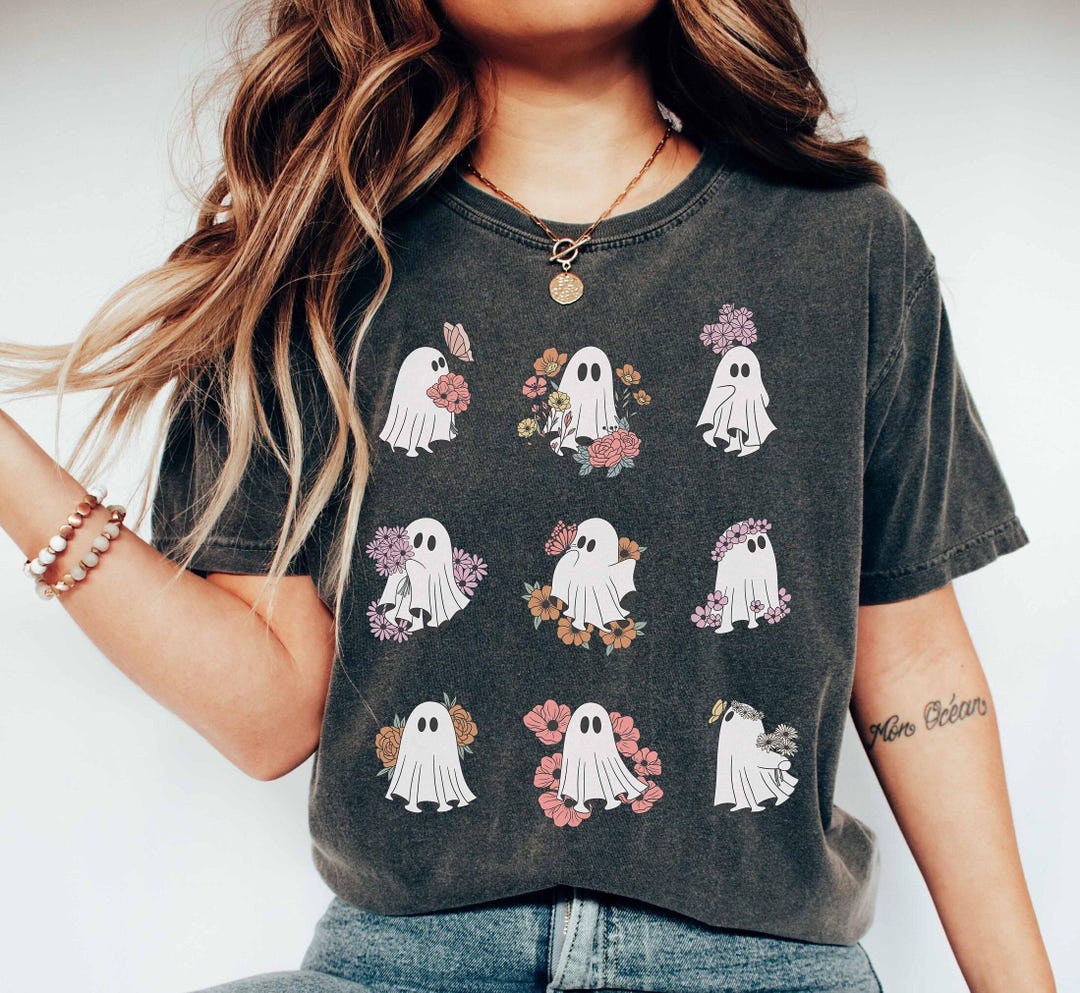 Floral Ghost Shirt, Cute Ghost Shirt, Cottagecore Halloween, Spooky ...