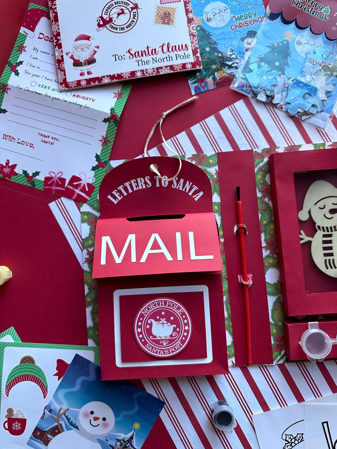 Kids Christmas Activity Box, Santa Letter, Stickers, Ornament - Etsy