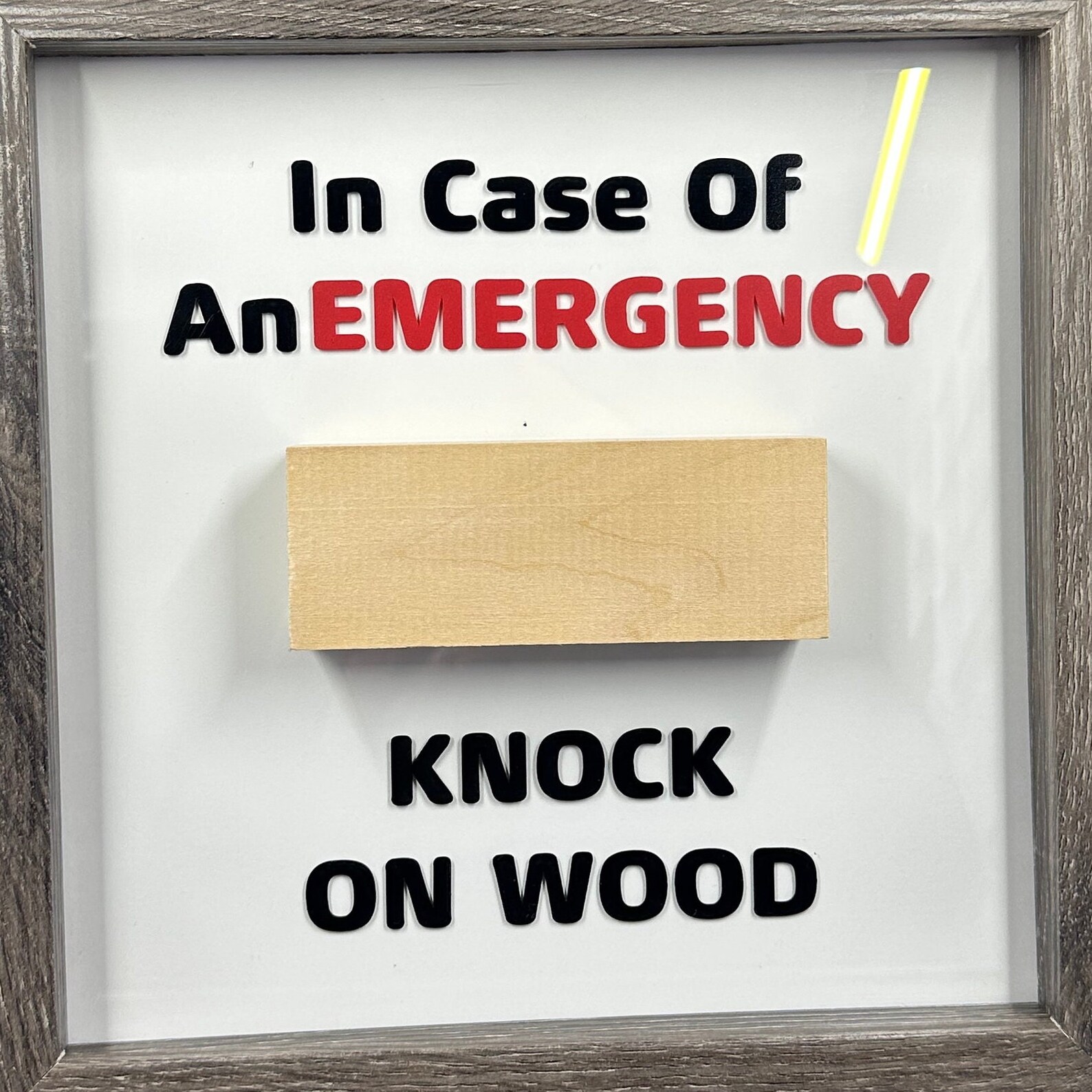 In Case of an Emergency Knock on Wood Frame Office Decor - Etsy