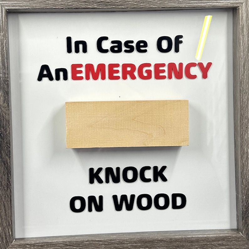 In Case of an Emergency Knock on Wood Frame Office Decor - Etsy