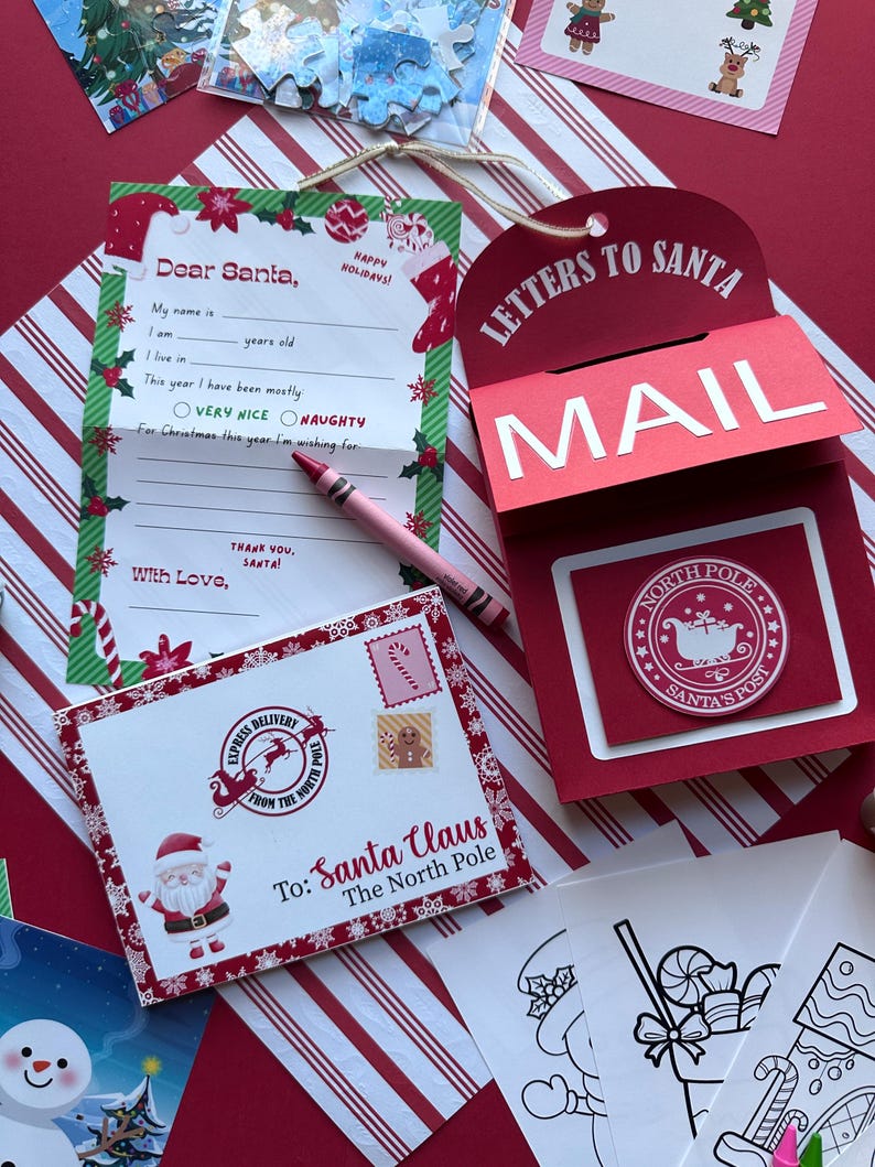 Kids Christmas Activity Box, Santa Letter, Stickers, Ornament - Etsy