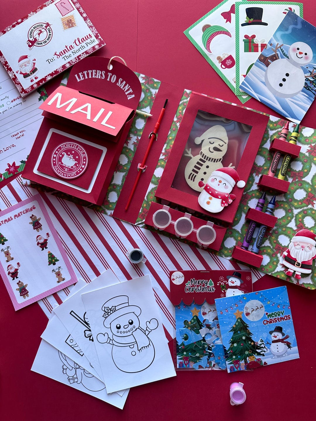 Kids Christmas Activity Box, Santa Letter, Stickers, Ornament - Etsy