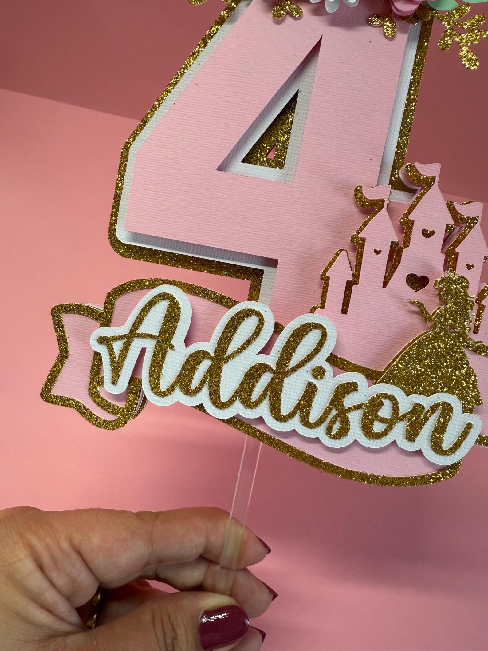 4ever A Princess Cake Topper - Pink, Gold Glitter, 3D Decoration - Etsy