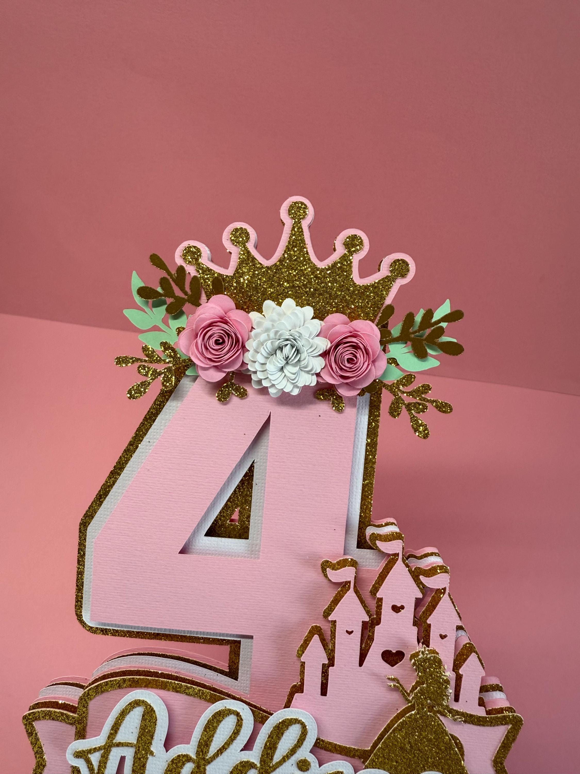 4ever A Princess Cake Topper - Pink, Gold Glitter, 3D Decoration - Etsy