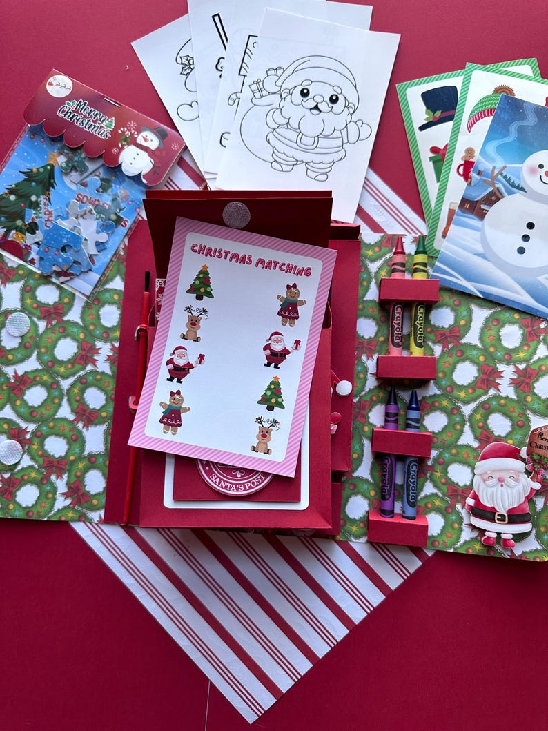 Kids Christmas Activity Box, Santa Letter, Stickers, Ornament - Etsy