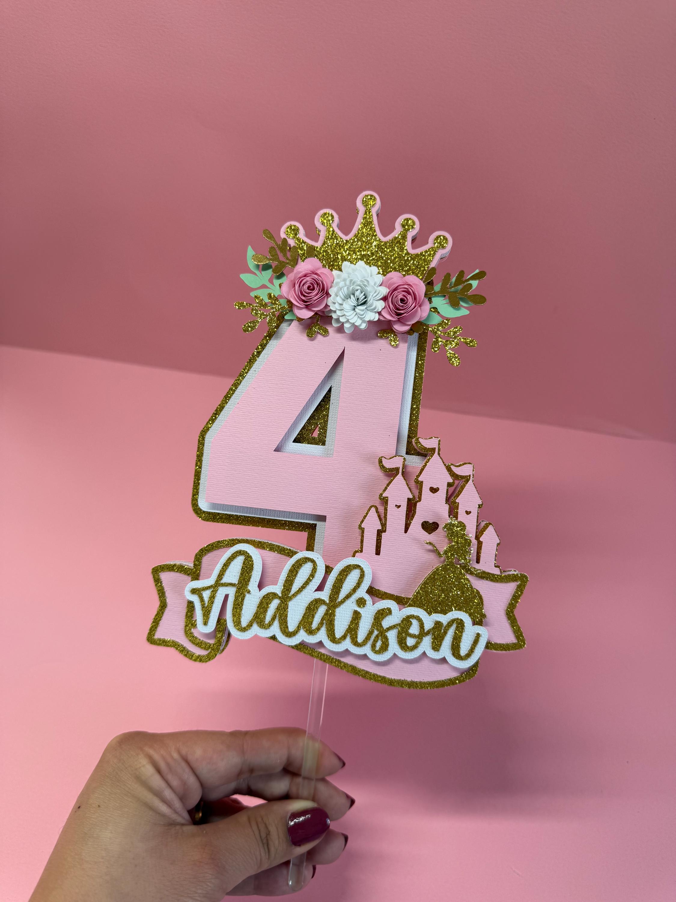 4ever A Princess Cake Topper - Pink, Gold Glitter, 3D Decoration - Etsy