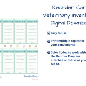 Veterinary Inventory Reorder Cards/veterinary Inventory/veterinary ...