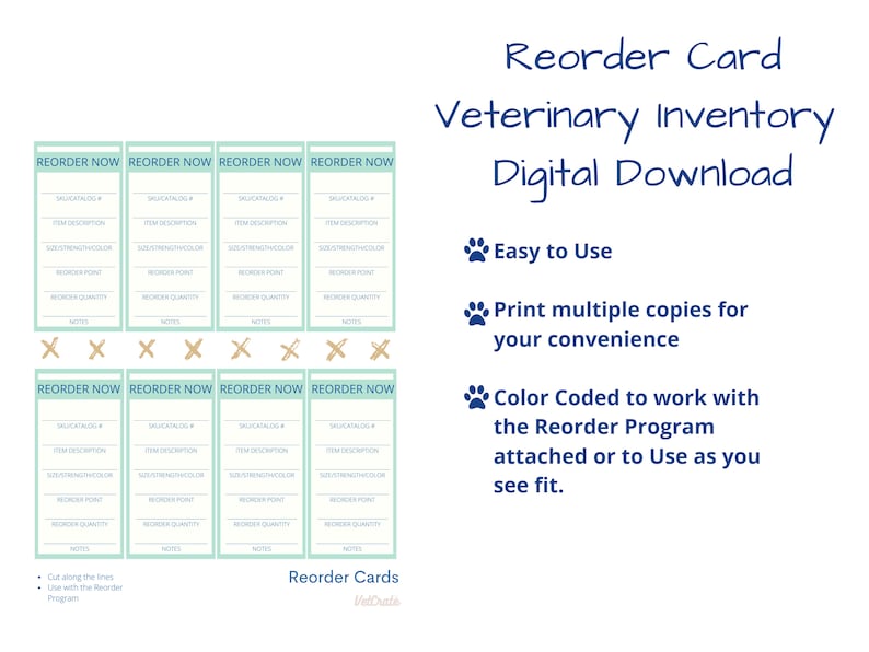 Veterinary Inventory Reorder Cards/veterinary Inventory/veterinary ...