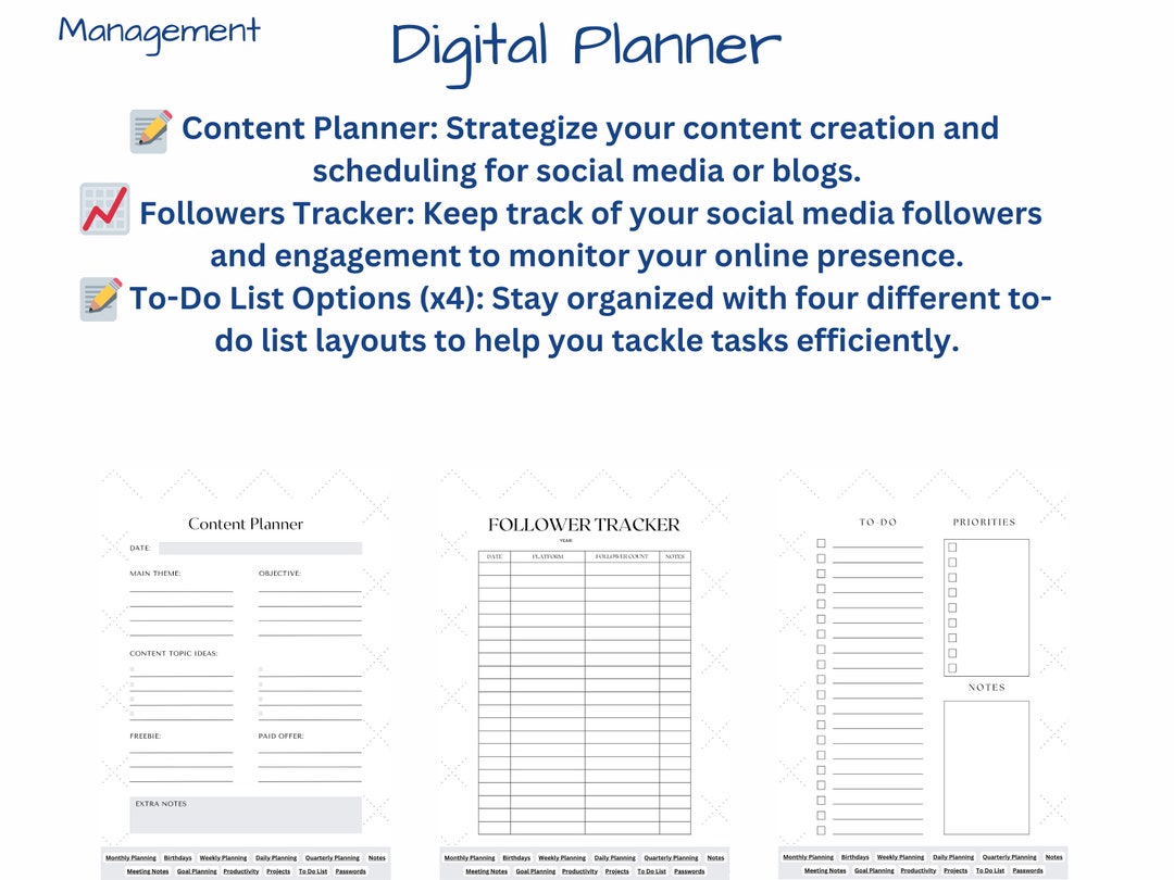 Minimalist Digital Manager Planner: Productivity & Project Tools (PDF ...