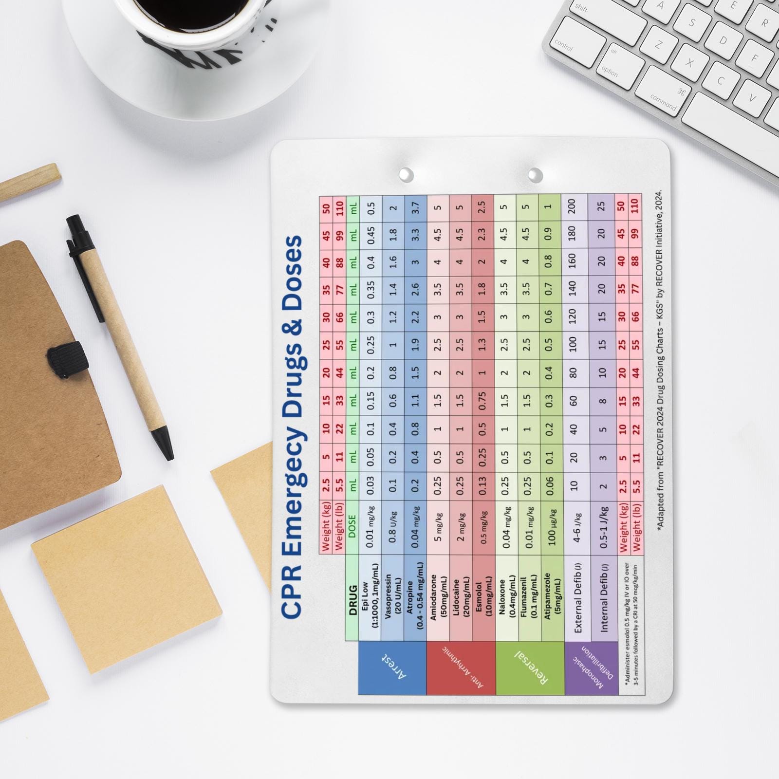 Veterinary Anesthesia Monitoring Clipboard + Emergency Drug Chart ...
