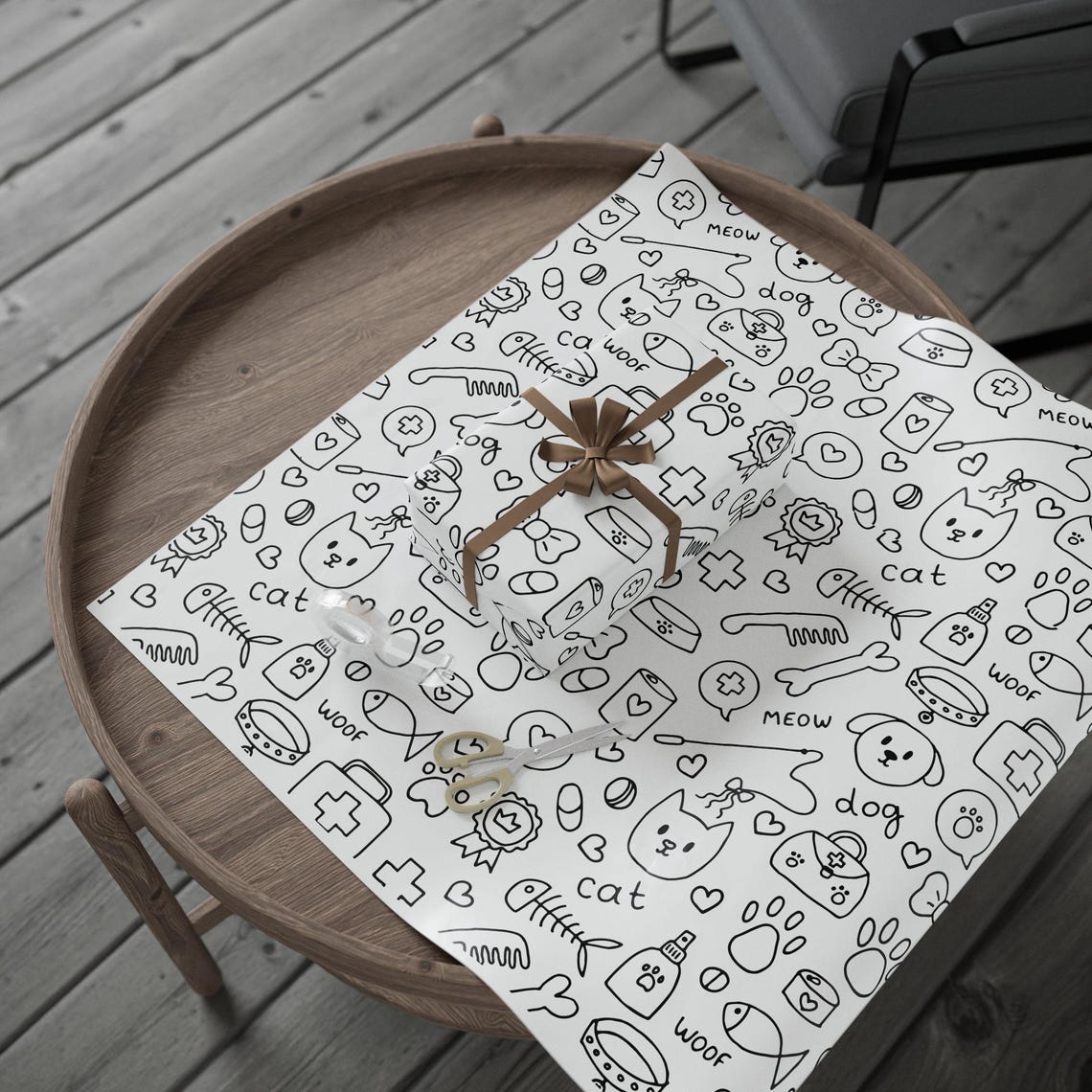 Veterinary Wrapping Paper | Cute Dog and Cat Doodle Gift Wrap | Vet ...