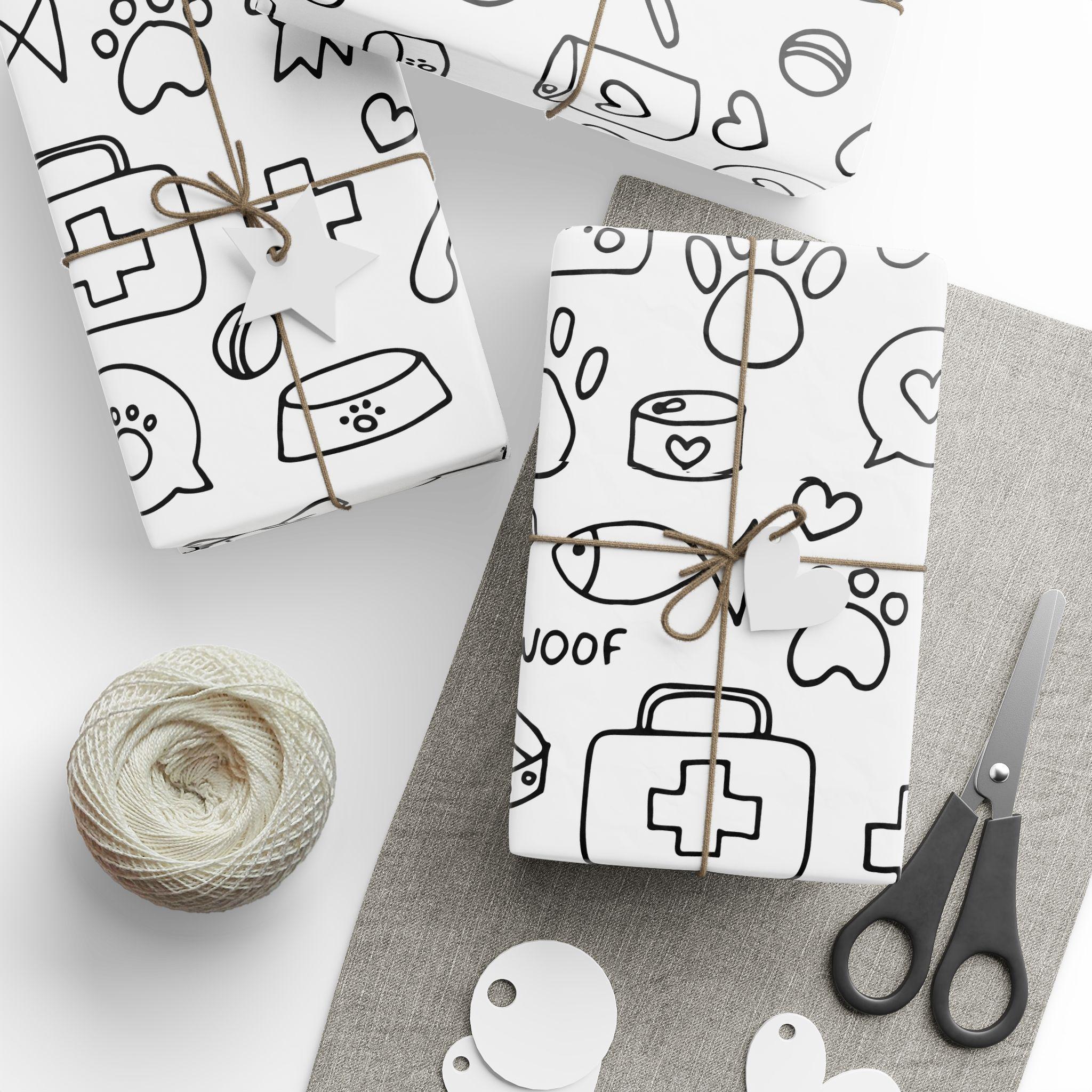 Veterinary Wrapping Paper | Cute Dog and Cat Doodle Gift Wrap | Vet ...