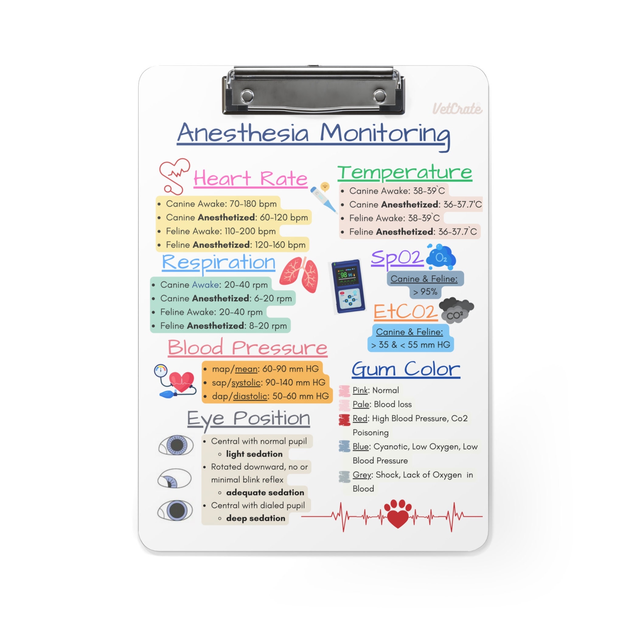 Veterinary Anesthesia Monitoring Clipboard Vettech Notes - Etsy