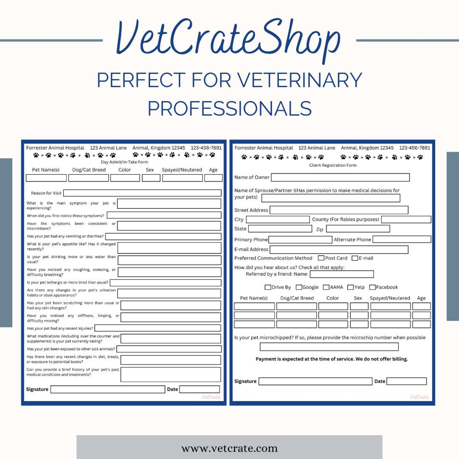 Veterinary Clinic Forms Bundle – Customizable Templates (digital ...