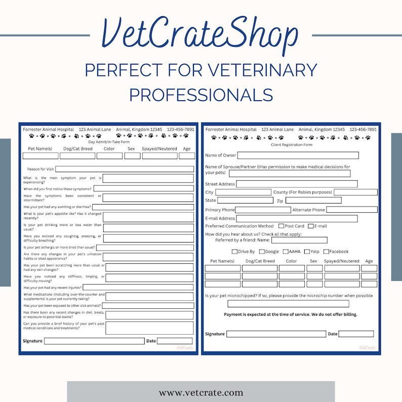 Veterinary Clinic Forms Bundle – Customizable Templates (digital ...