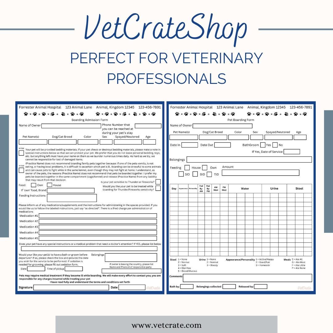 Veterinary Clinic Forms Bundle – Customizable Templates (digital ...