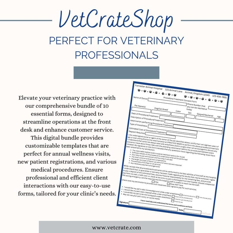 Veterinary Clinic Forms Bundle – Customizable Templates (digital ...