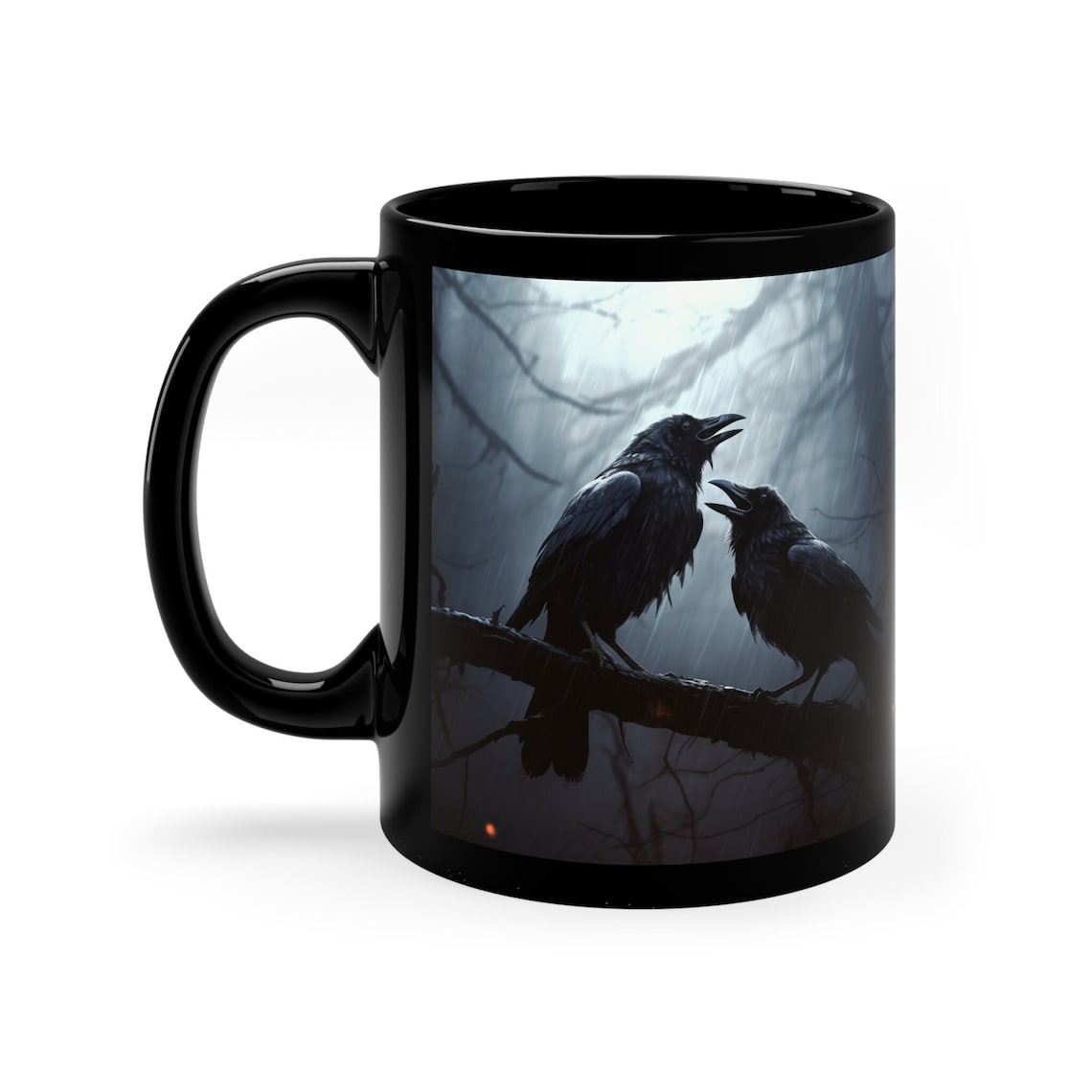 Crow Mug, Black Bird Mug, Black Raven Mug, Black 11 Oz Mug, Whimsigoth ...