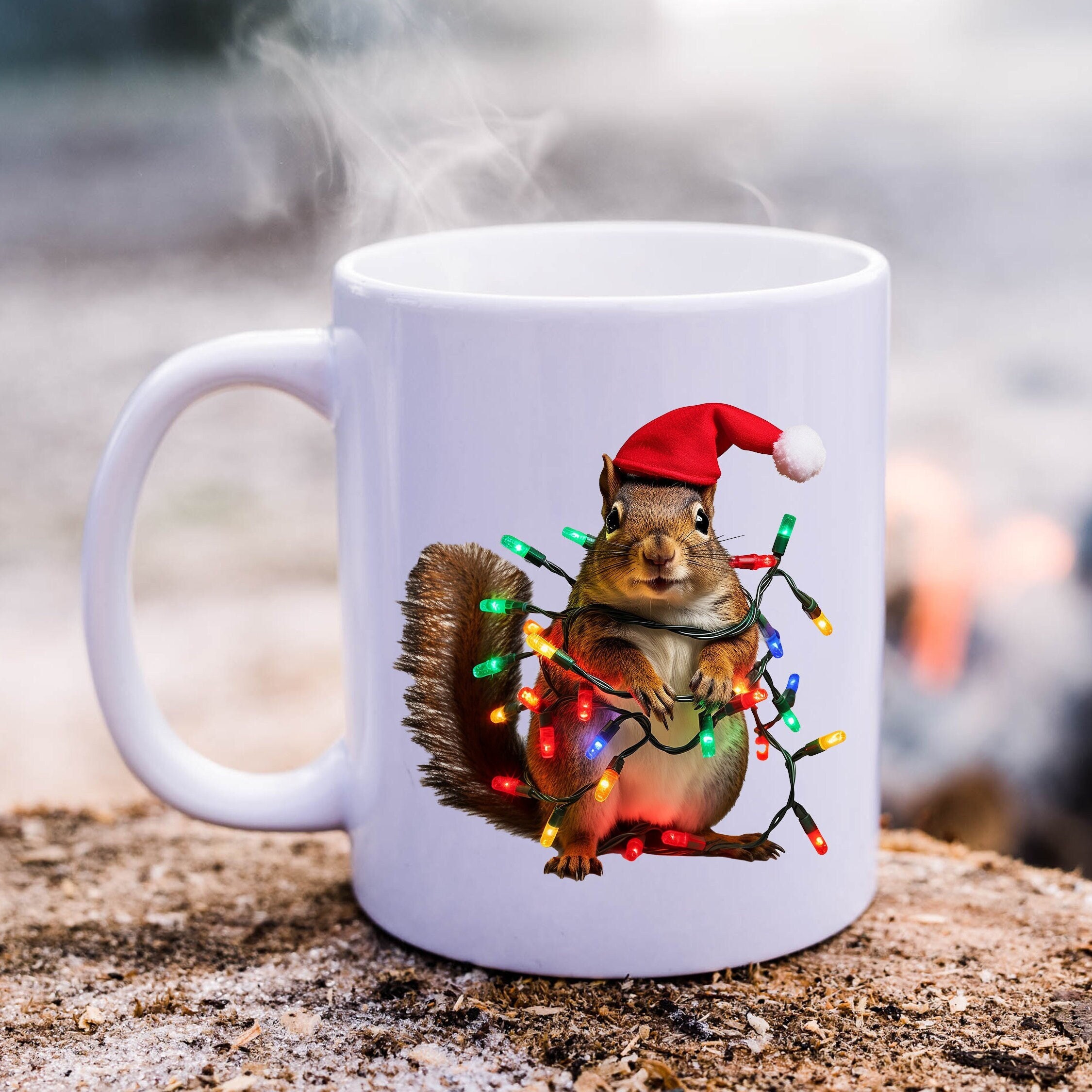 Christmas Squirrel Light Mug, Christmas Gift, Christmas Mug, Funny ...