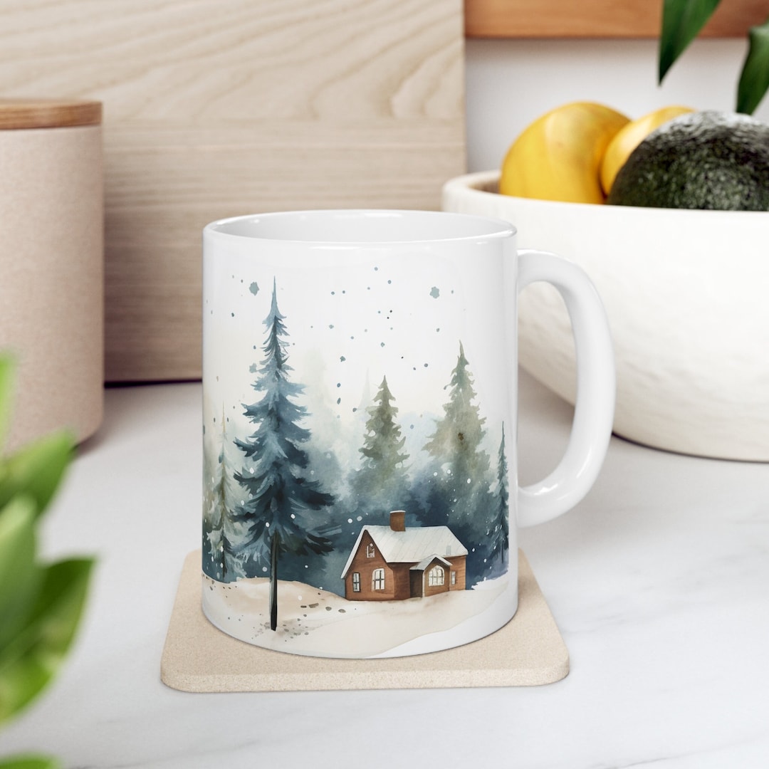 Winter Mug, Christmas Mug, Christmas Present, Ceramic Forest Mug ...