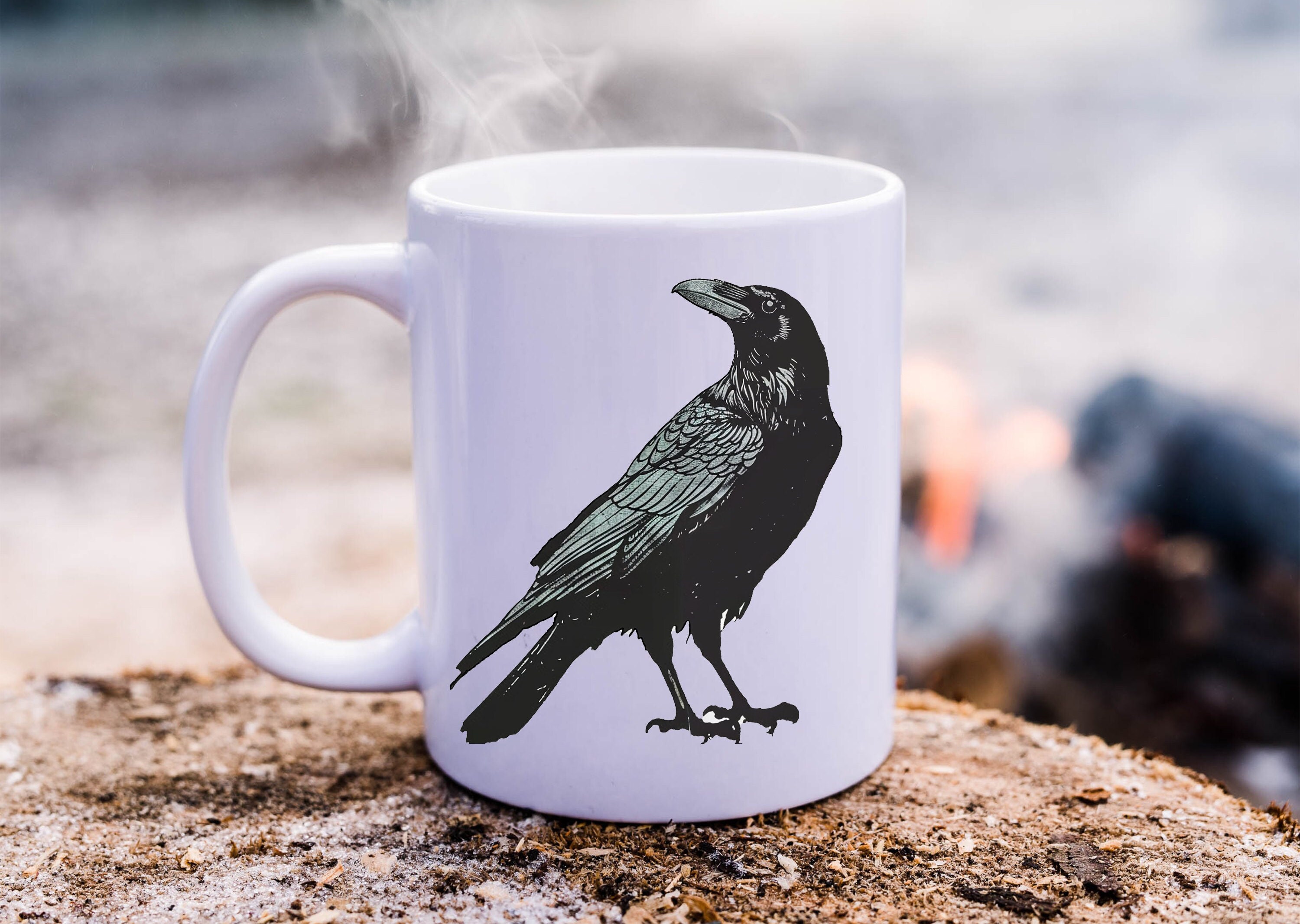 Crow Coffee Mug, Raven Gift, Black Bird Mug, Crow Mug, Bird Lover Gifts ...