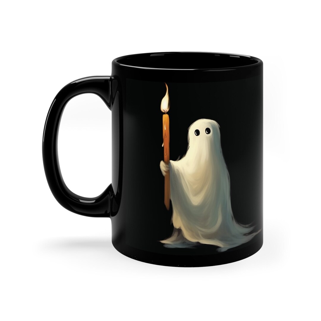 Halloween Ghost Coffee Mug, Spooky Mug, Ghost Holding A Candle, Fall ...