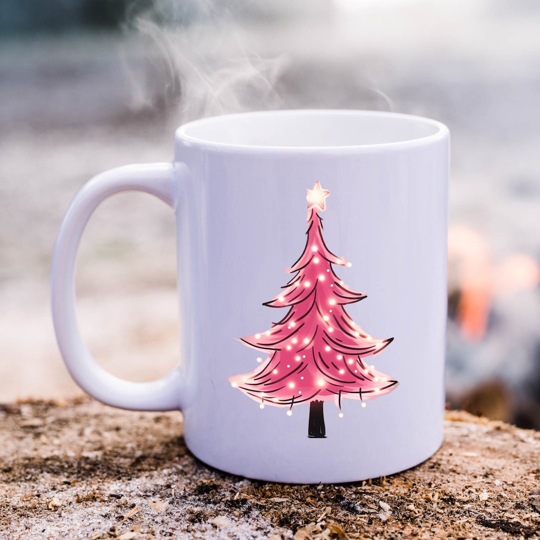 Christmas Tree Mug, Christmas Tree Wrap Mug, Seasonal Decor, Pinkmas ...