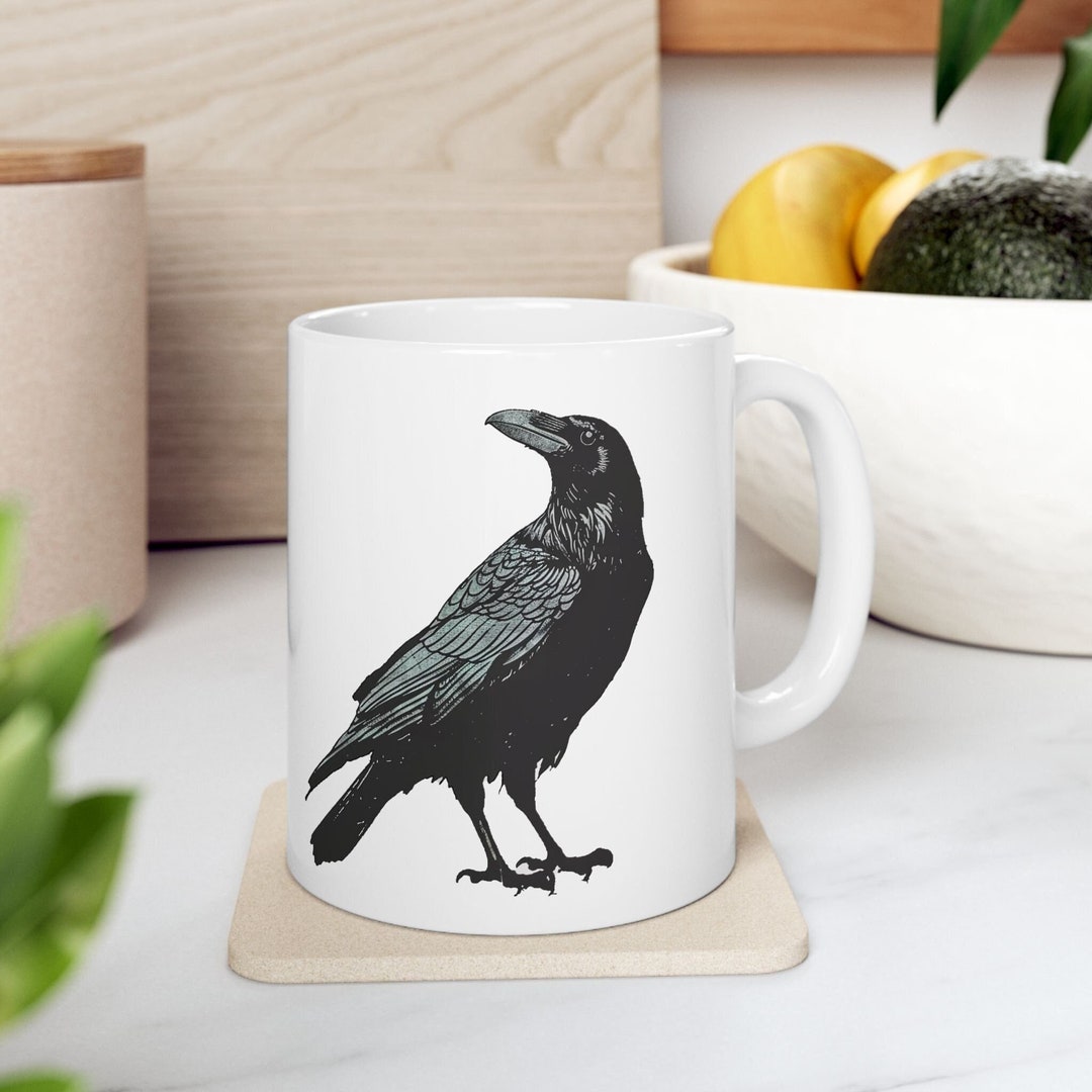 Crow Coffee Mug, Raven Gift, Black Bird Mug, Crow Mug, Bird Lover Gifts ...