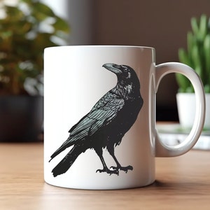 Crow Coffee Mug, Raven Gift, Black Bird Mug, Crow Mug, Bird Lover Gifts ...
