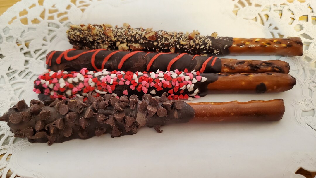 Gourmet Chocolate Covered Pretzel Rods - Etsy