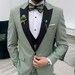 Men Suits 3 Piece Sage Green Slim Fit Suit Wedding Suit Prom Wear One Button Dinner Suit Stylish ...
