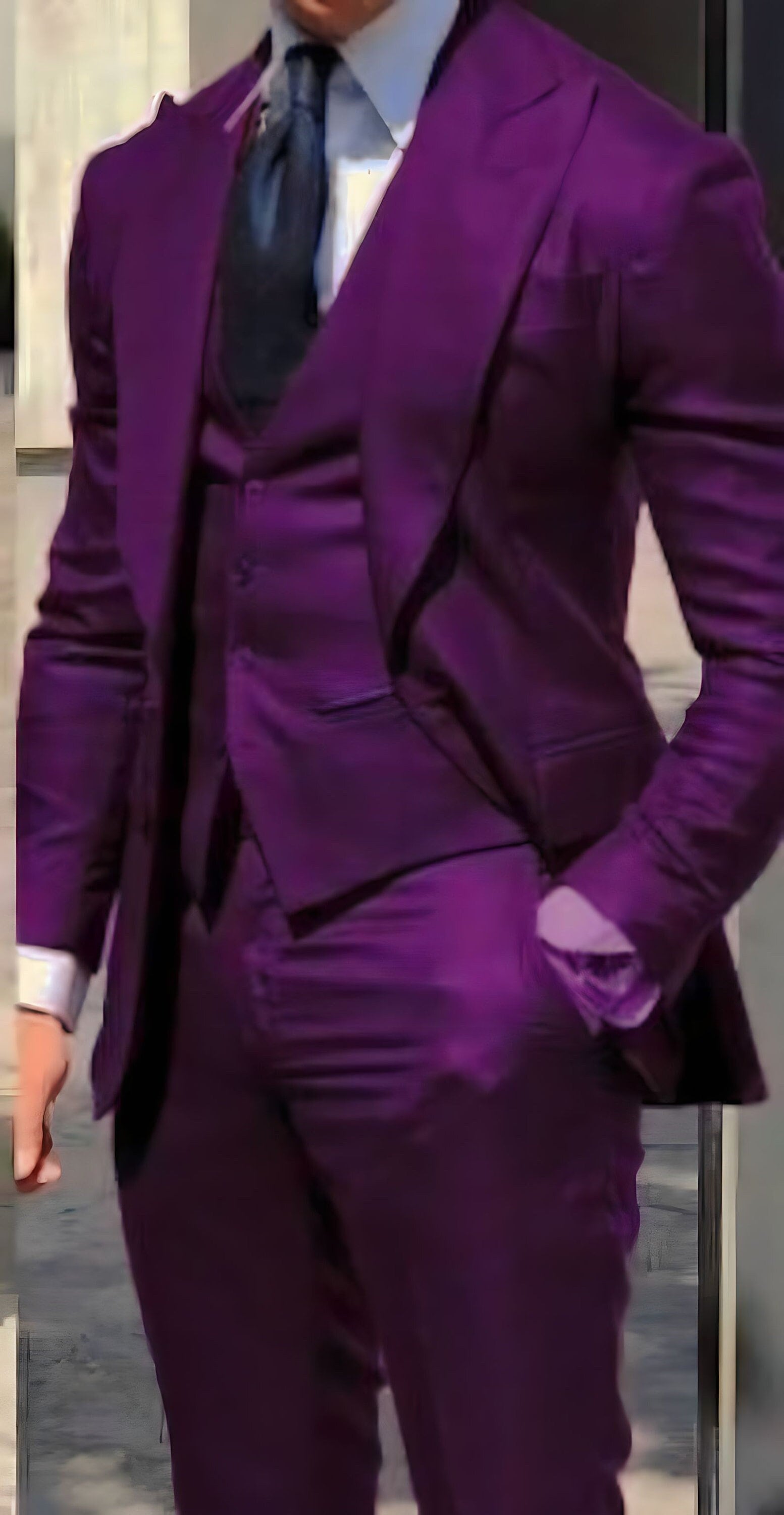 Men Purple Suit 3 Piece Groom Wear Wedding Suit Men Formal Fashion ...