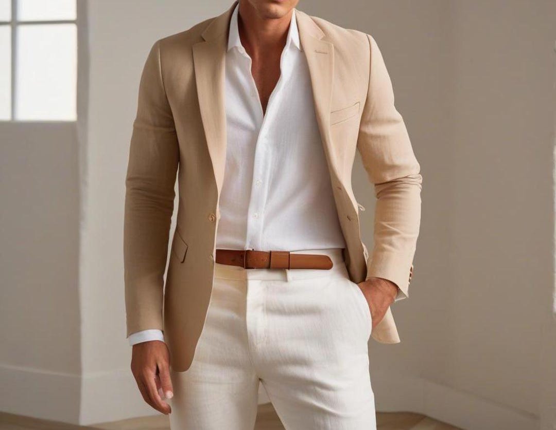 Men’s Cream Blazer Coat, Men Outfit Coat, Business Formal Jackets, Men ...