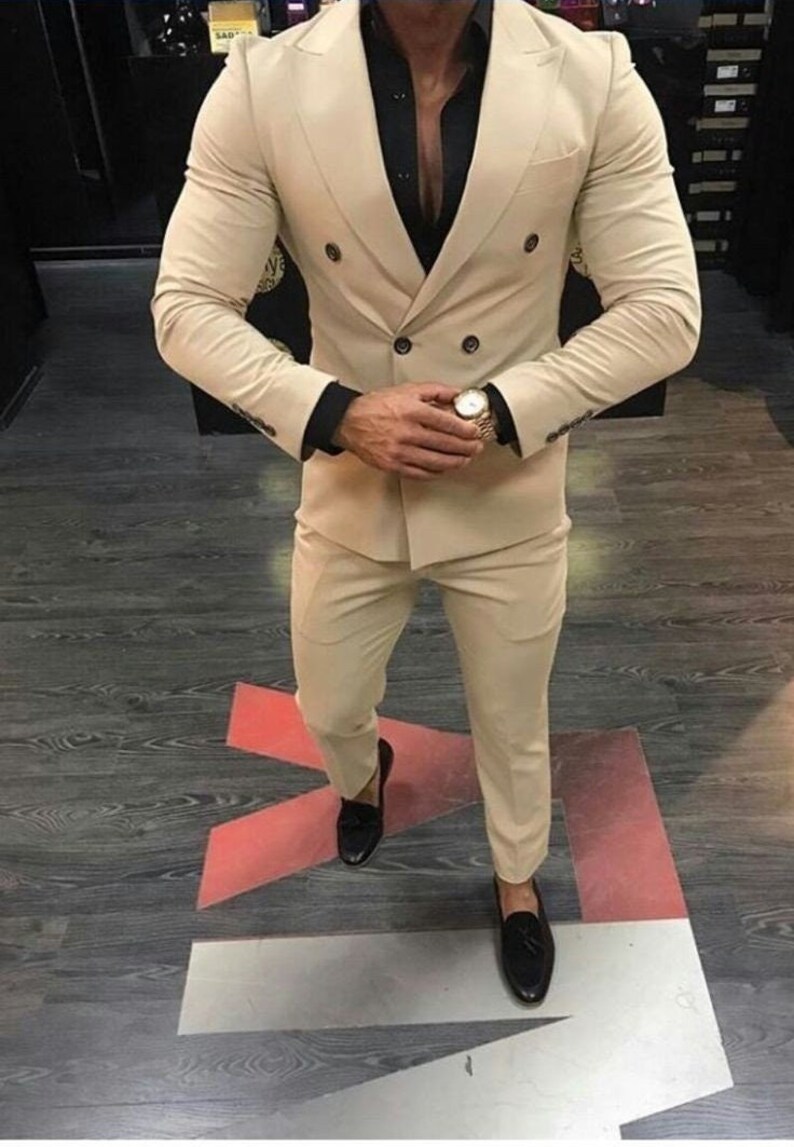 Men Suits Ivory Double Breasted Style 2 Piece Formal Fashion - Etsy