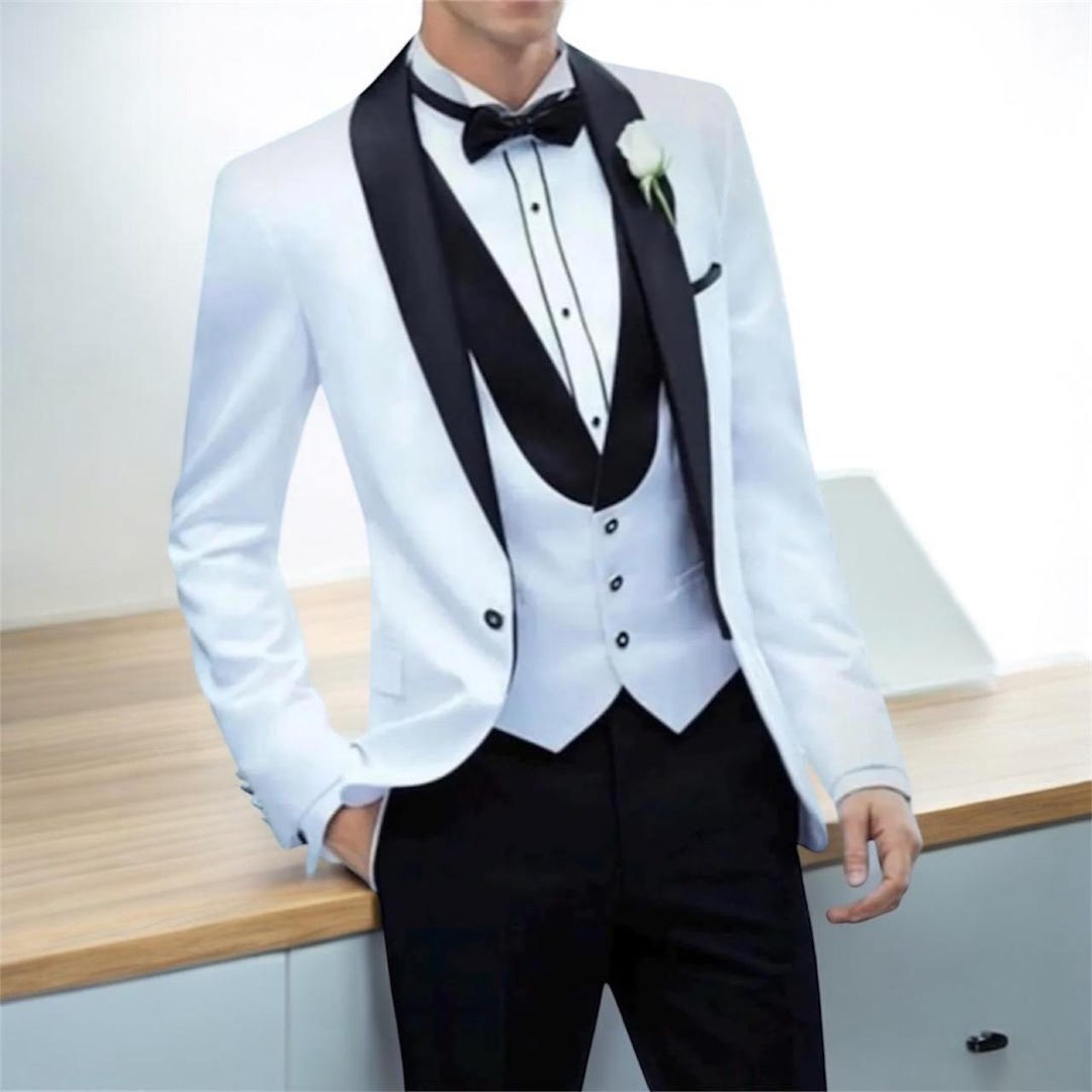 Luxe Style Tailoring Men Suits Designer Tuxedo Black Lapel Suits Men ...