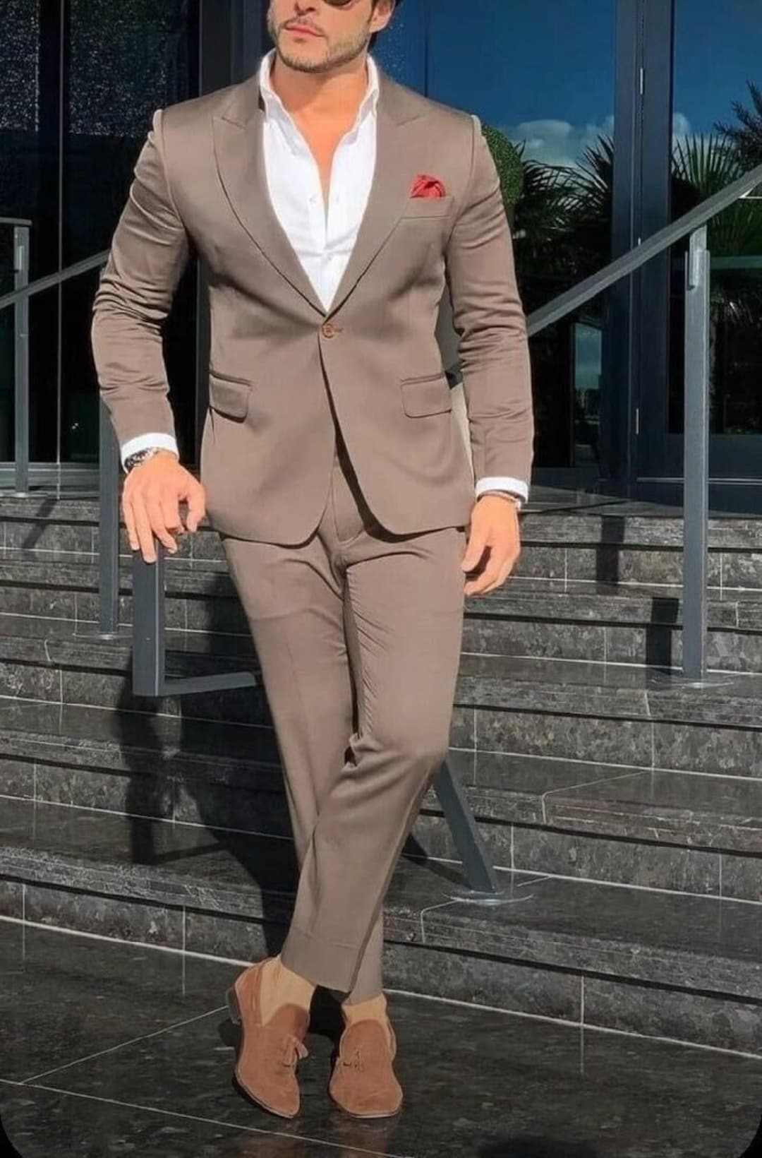 Men Suits Brown 2 Piece Suit Business Office Formal Suit - Etsy