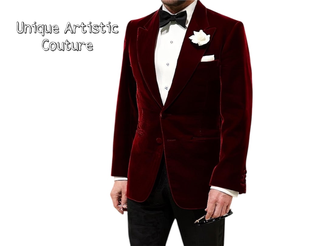 Luxury Mens Velvet Jacket Vintage Red Velvet Coat for Wedding Jacket 2 ...