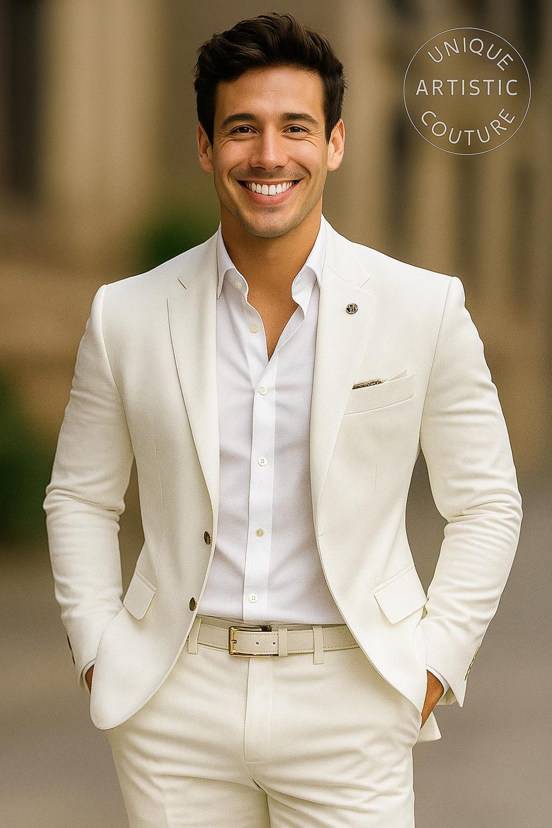 Men’s off White Suit: 2-piece Classic Formalwear, Luxury Fashion Suits ...