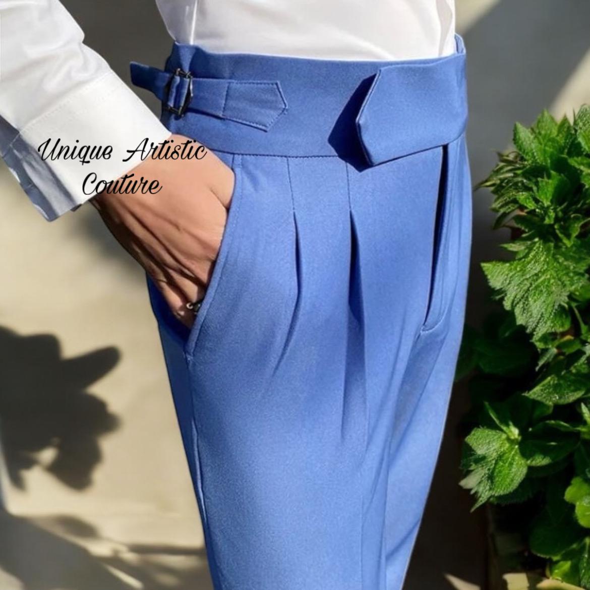 Men’s Gurkha Trouser Men African Blue Pant Stylish Military Formal Pant ...