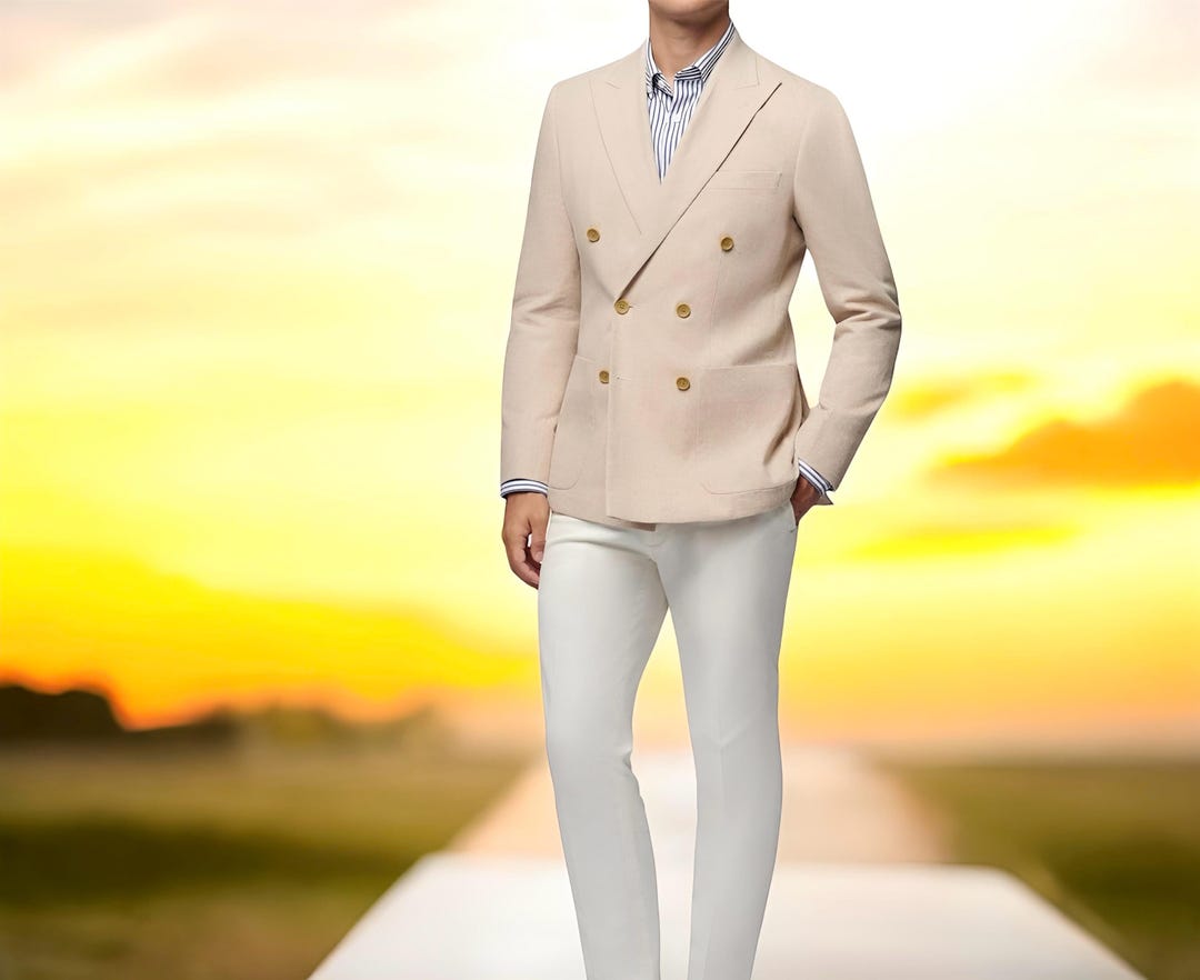 Men’s Luxury Stylish Business Office Blazer Coat Men Cream Jackets ...