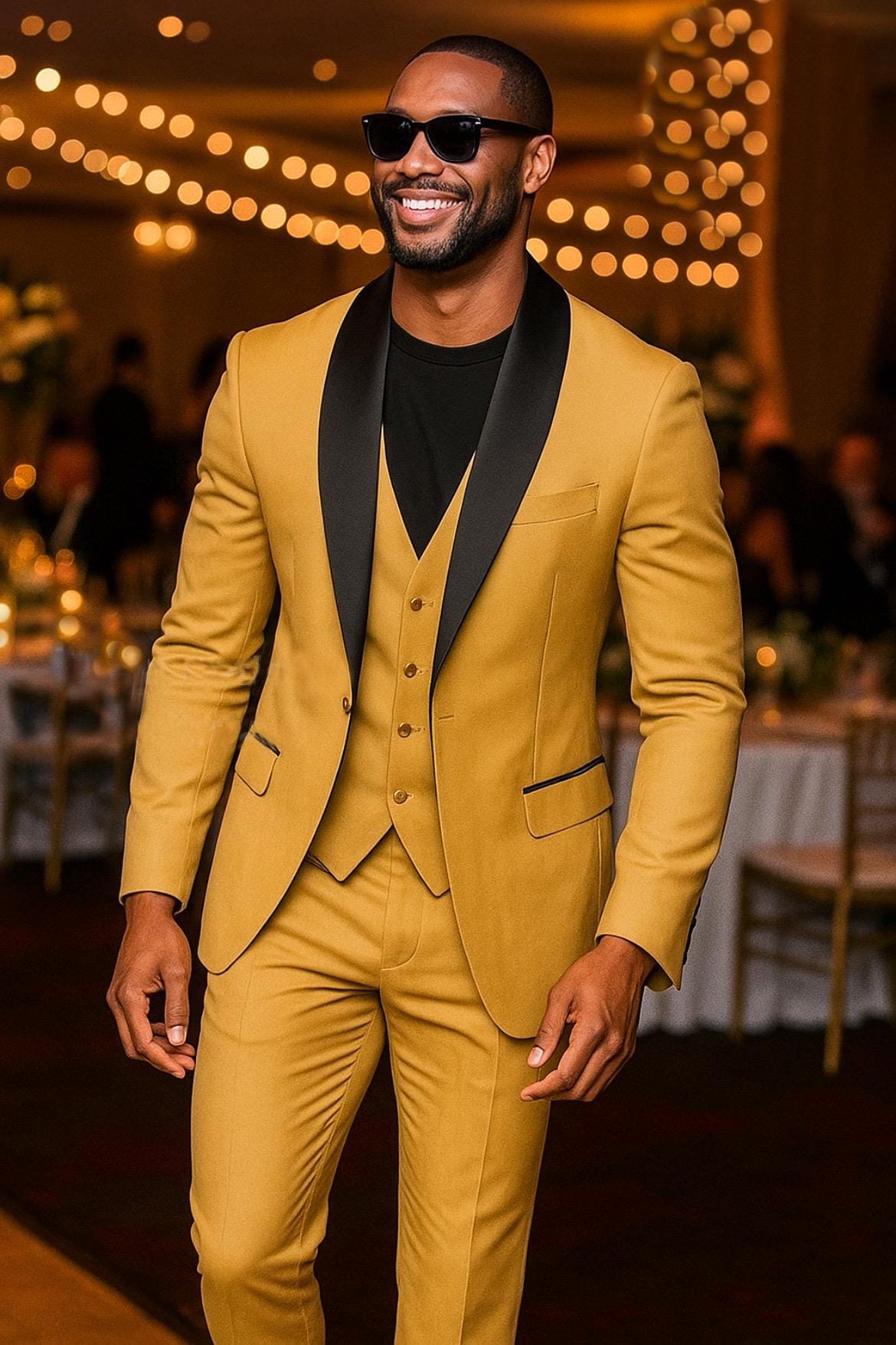 Suits for MEN, MUSTARD YELLOW 3-piece Suit: Elegant Wedding Fashion - Etsy