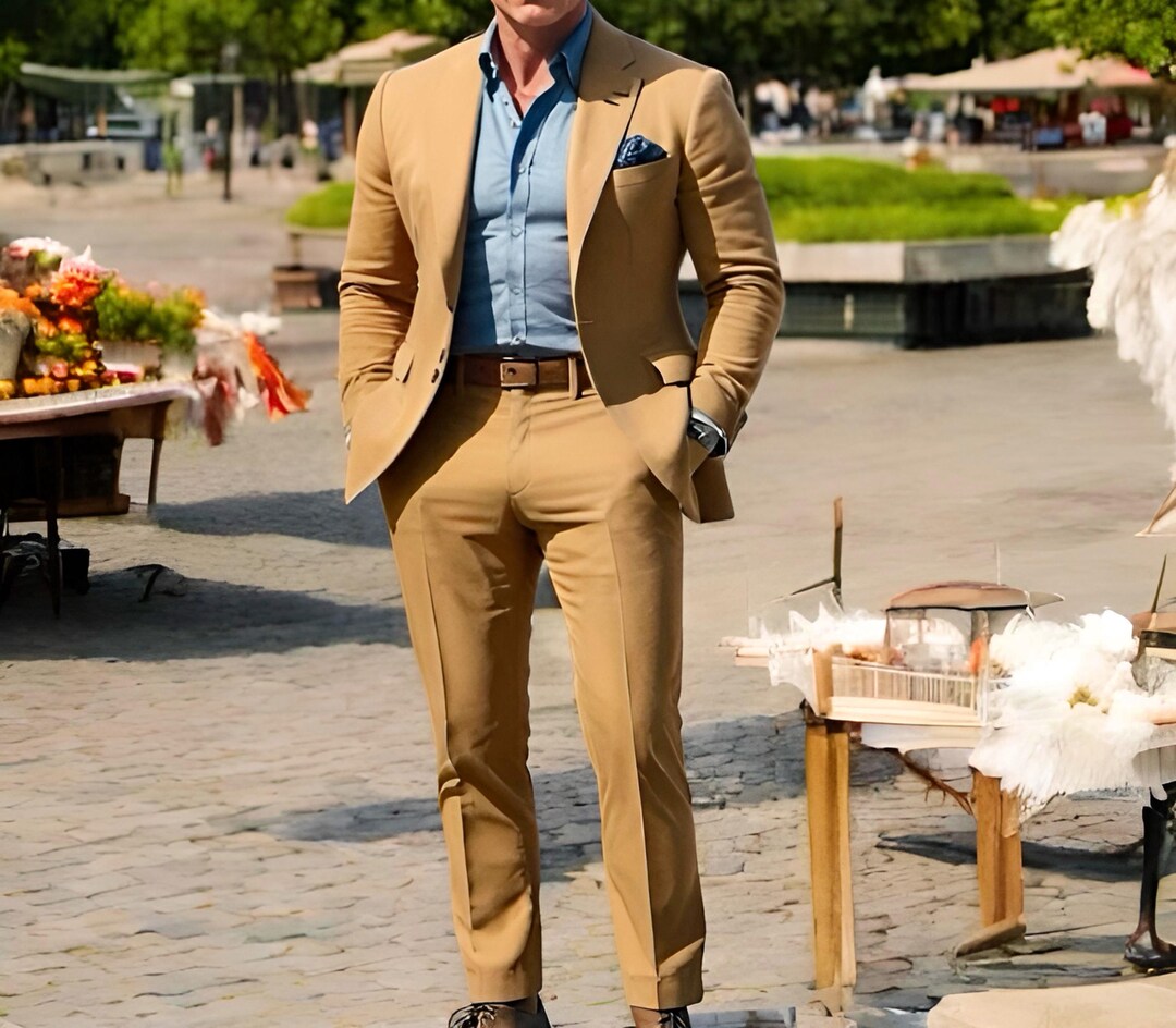 Suits for Men, Rust Yellow Suit 2 Piece, Slim Fit Suits, Two Button ...