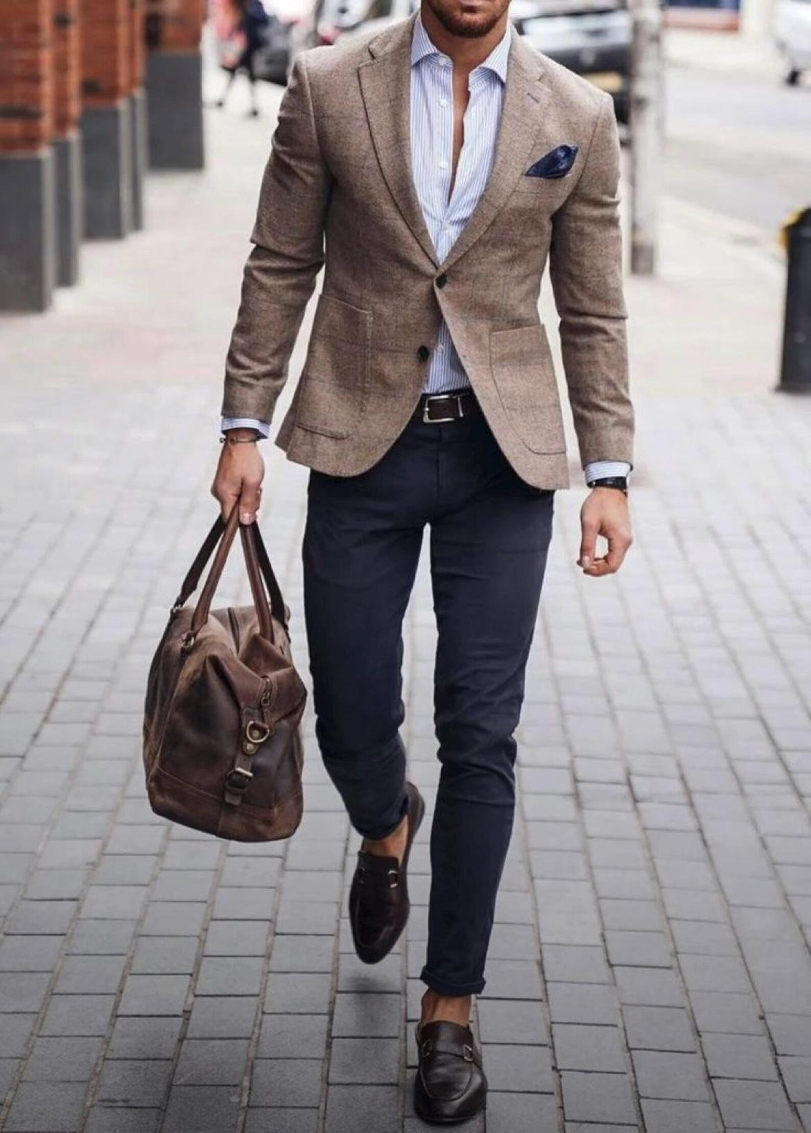 Linen Jackets Men Brown Blazer 2 Button Fashion Jacket Christmas Blazer ...