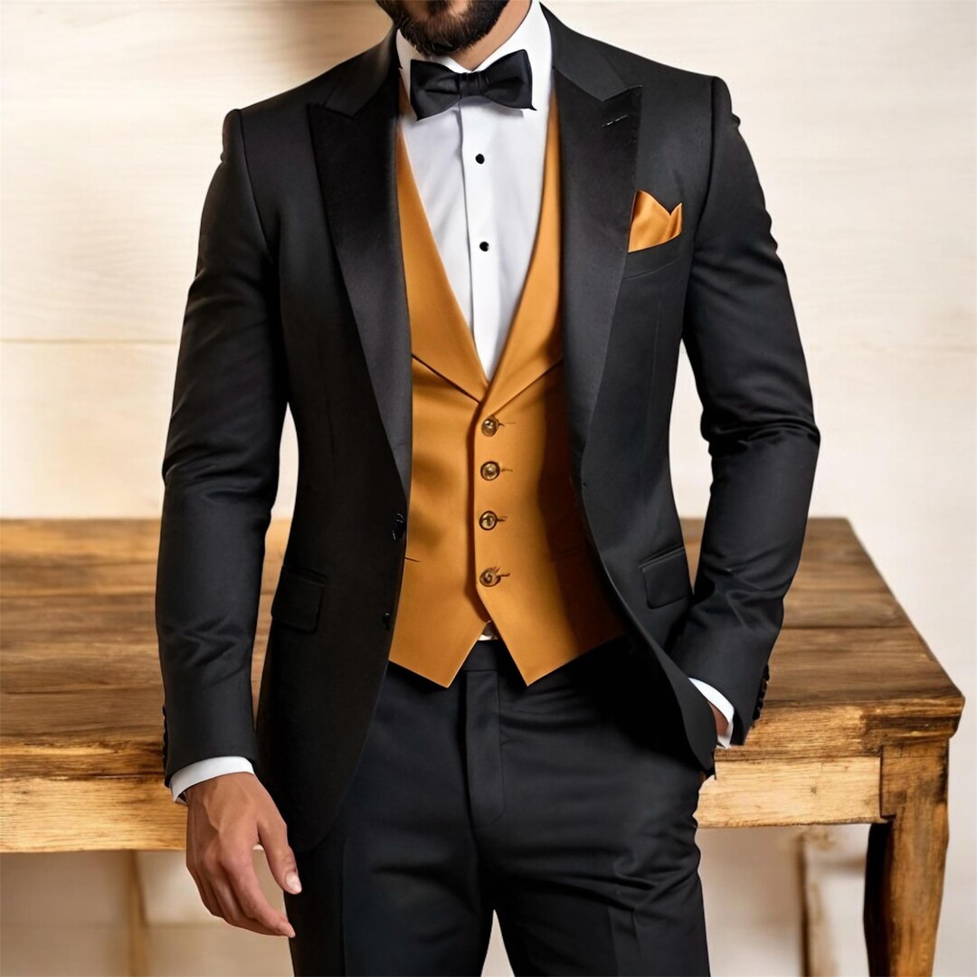 Men Luxe Tailoring Wedding Suits Men Black Formal & Events Stylish ...