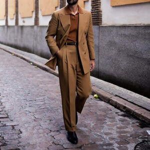 Men 2 Piece Brown Suits for Wedding Suit Men Classic Dinner Prom Party ...