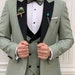 Men Suits 3 Piece Sage Green Slim Fit Suit Wedding Suit Prom Wear One Button Dinner Suit Stylish ...