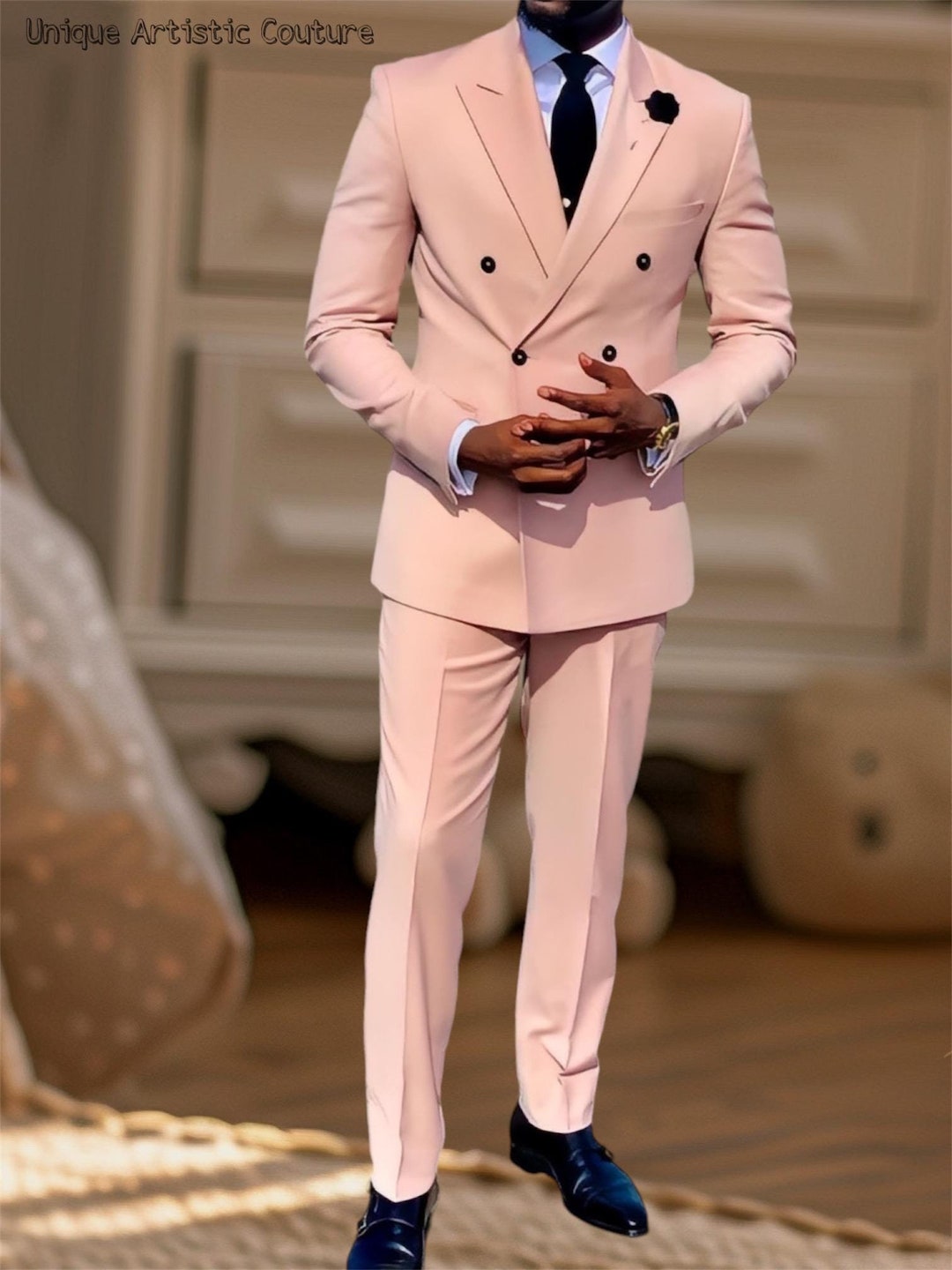 Light Pink Double Breasted Suit: Slim Fit Wedding Suit - Etsy