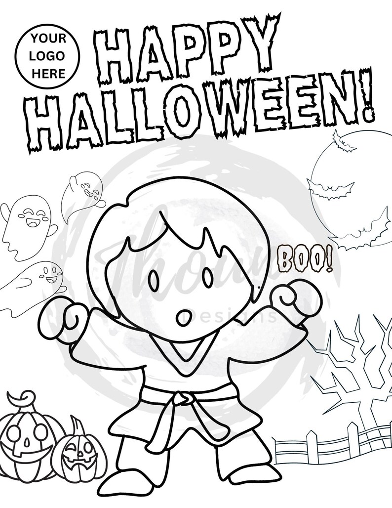Ninja Halloween Coloring Page - Etsy